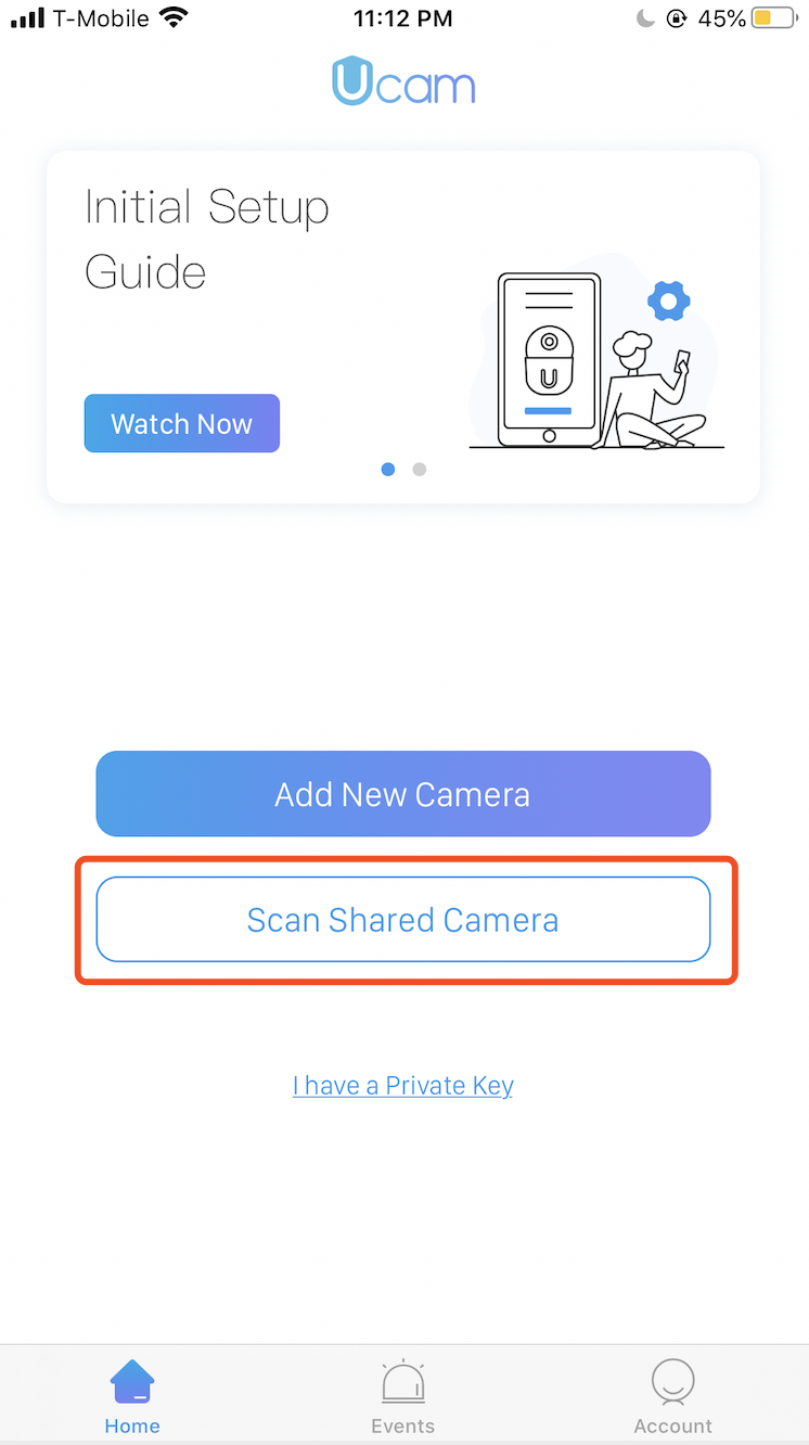 Add a shared camera – Ucam - Private Home Camera